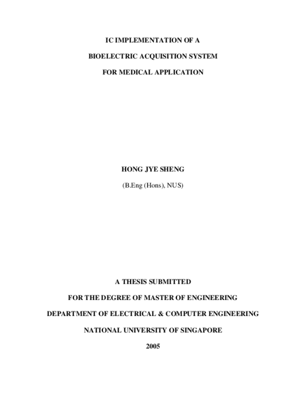 (PDF) IC implementation of a bioelectric acquisition system for medical application