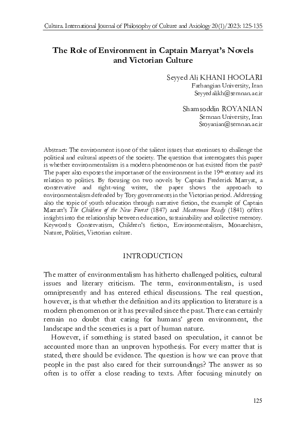 (PDF) The Role of Environment in Captain Marryat’s Novels and Victorian ...