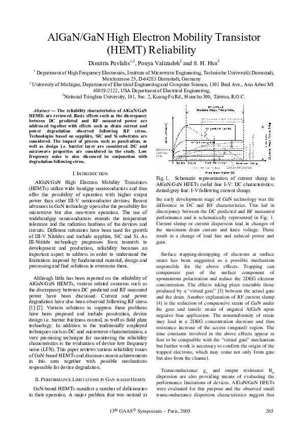 (PDF) AlGaN/GaN high electron mobility transistor (HEMT) reliability
