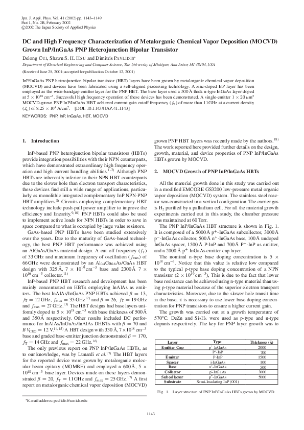 (PDF) DC and High Frequency Characterization of Metalorganic Chemical ...