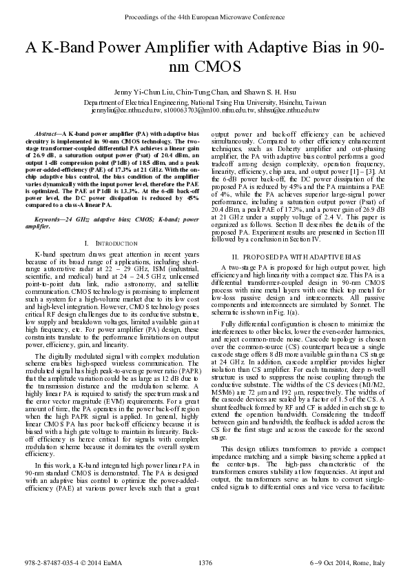 (PDF) Adaptive Bias K-band PA in 90-nm CMOS