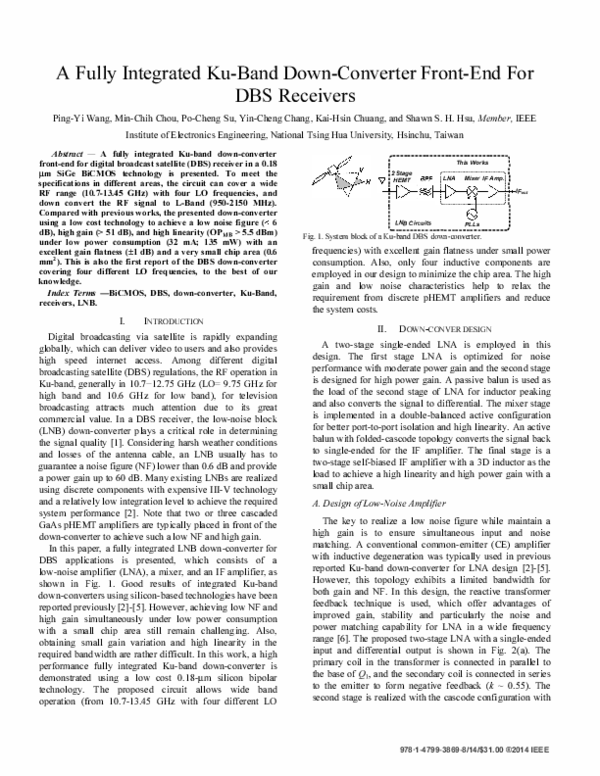 (PDF) A fully integrated Ku-band down-converter front-end for DBS receivers