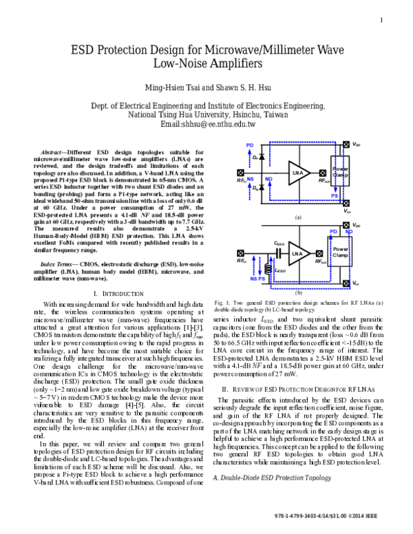 (PDF) ESD protection design for microwave/millimeter wave low-noise amplifiers