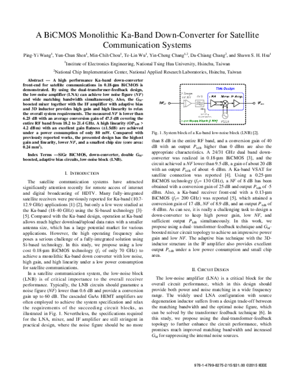 (PDF) A BiCMOS monolithic Ka-band down-converter for satellite communication systems