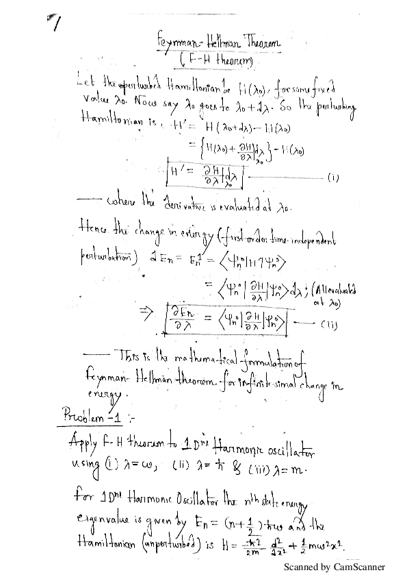 (PDF) Feynman-Hellmann Theorem and Kramer's Rule