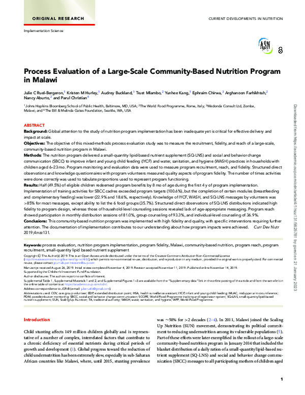 (PDF) Process Evaluation of a Large-Scale Community-Based Nutrition ...