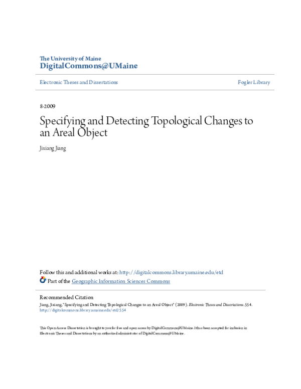 (PDF) Specifying and detecting topological changes to an areal object