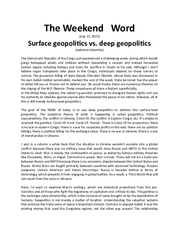 (DOC) The Weekend Word