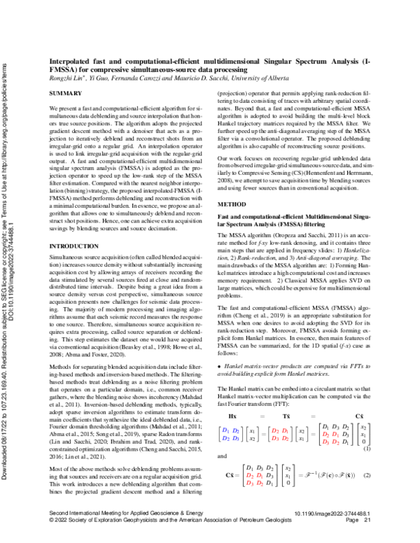 Pdf Interpolated Fast And Computational Efficient Multidimensional Singular Spectrum Analysis