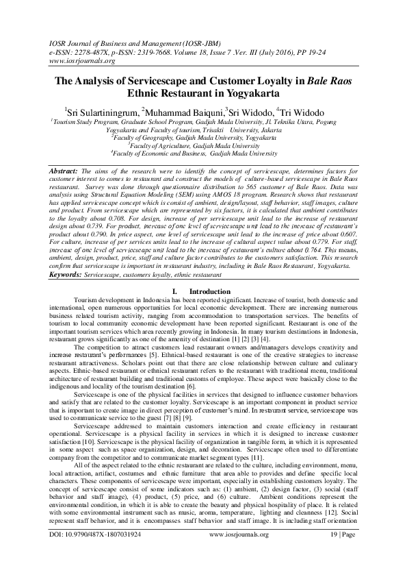(PDF) The Analysis of Servicescape and Customer Loyalty in Bale Raos ...