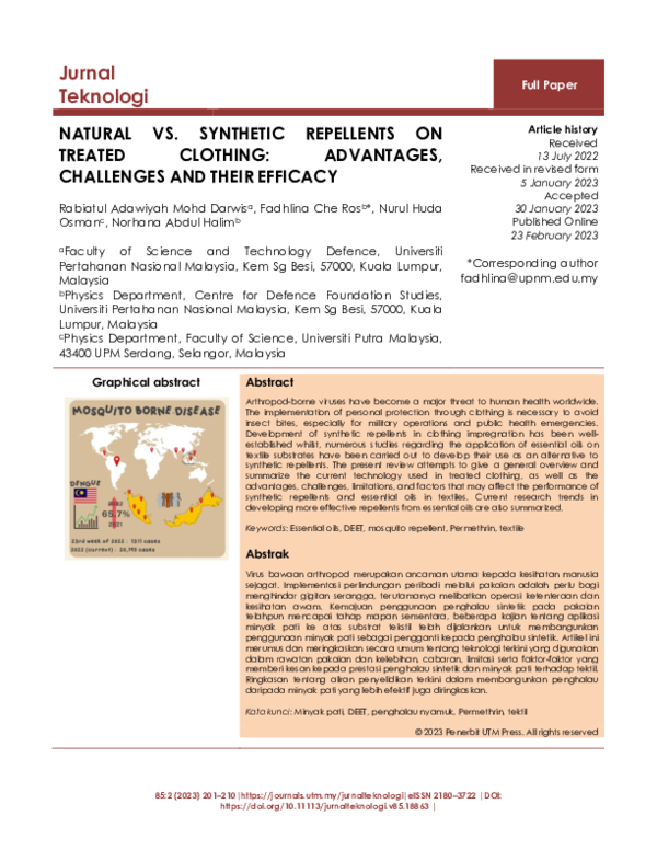 (PDF) Natural vs. Synthetic Repellents on Treated Clothing: Advantages ...