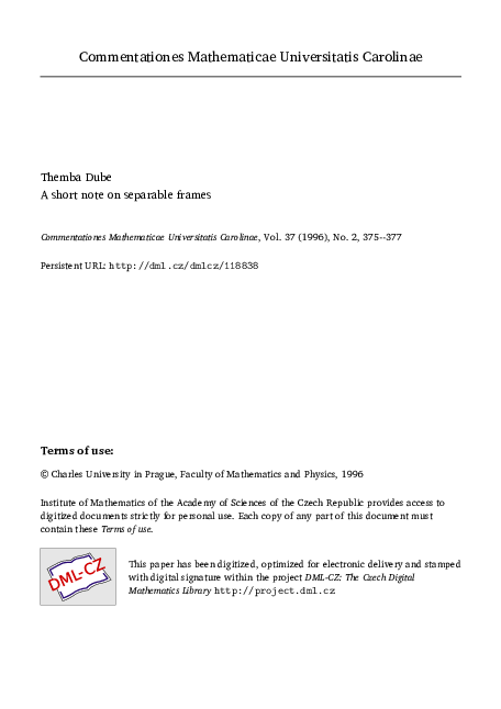(PDF) A short note on separable frames