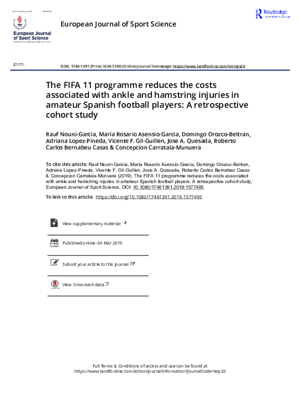 (PDF) The FIFA 11 programme reduces the costs associated with ankle and ...