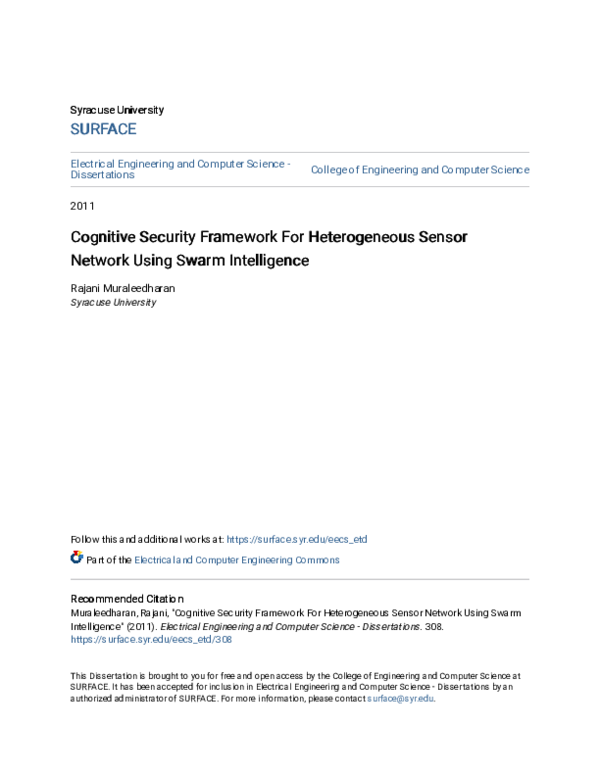(PDF) Cognitive Security Framework For Heterogeneous Sensor Network Using Swarm Intelligence