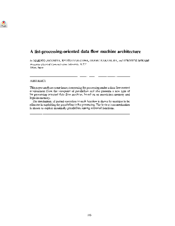 (PDF) A list-processing-oriented data flow machine architecture