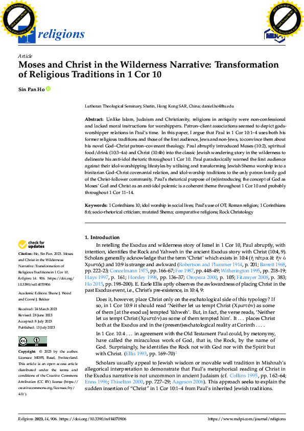 (PDF) Moses and Christ in the Wilderness Narrative: Transformation of ...