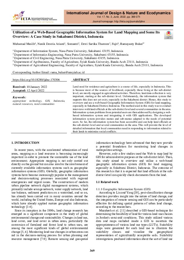 (PDF) Utilization of a Web-Based Geographic Information System for Land Mapping and Some Its ...