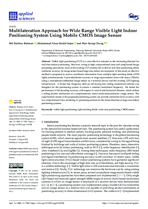 Multilateration Approach for Wide Range Visible Light Indoor Positioning System Using Mobile ...