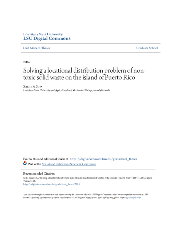 (PDF) Solving a locational distribution problem of non-toxic solid waste on the island of Puerto ...
