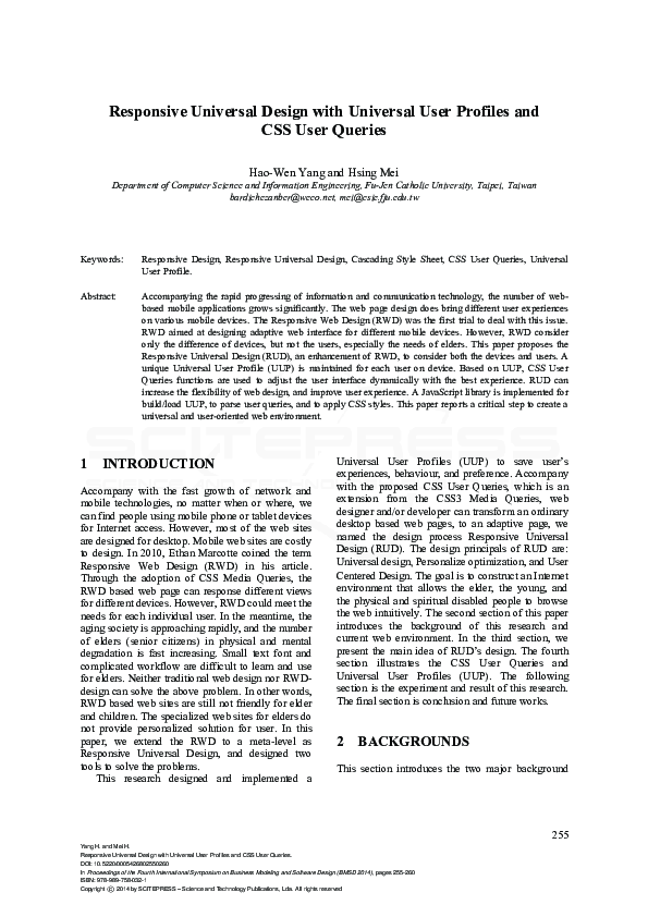 (PDF) Responsive Universal Design with Universal User Profiles and CSS ...