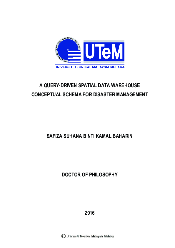 (PDF) A Query-Driven Spatial Data Warehouse Conceptual Schema For Disaster Management | safiza ...