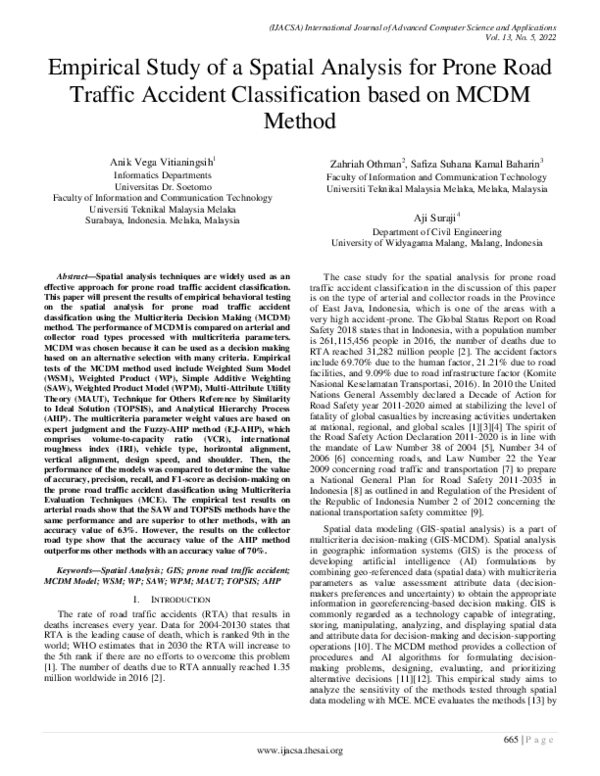 (PDF) Empirical Study of a Spatial Analysis for Prone Road Traffic Accident Classification based ...