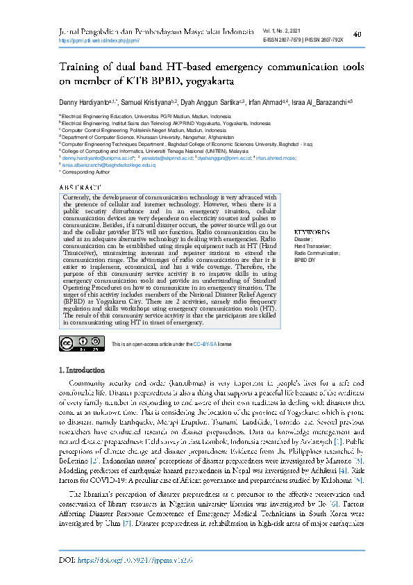 (PDF) Training of dual band HT-based emergency communication tools on ...