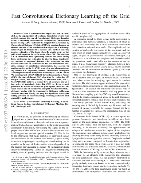 Pdf Convolutional Dictionary Learning With Grid Refinement