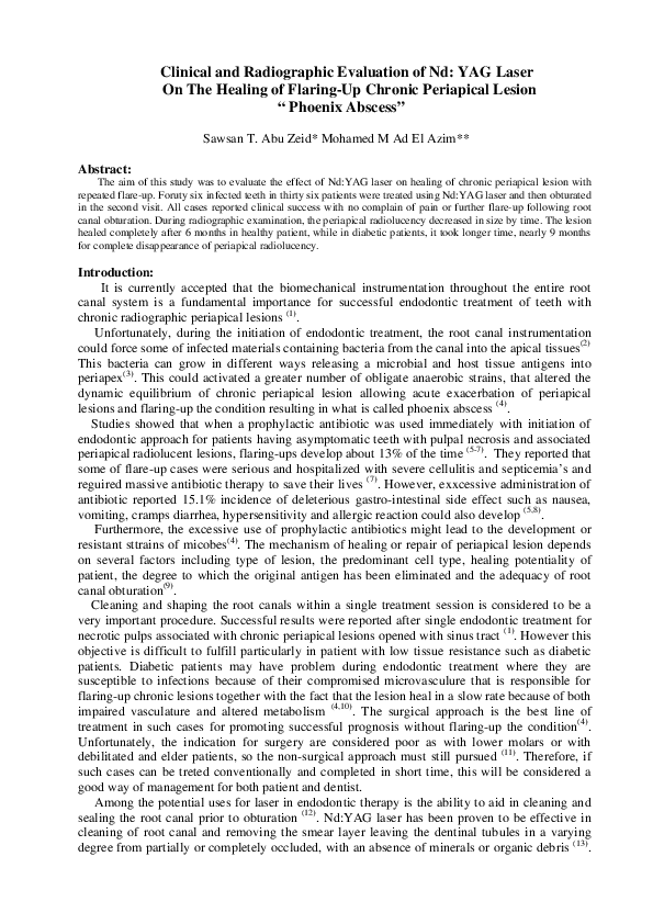 (PDF) Clinical and Radiographic Evaluation of Nd : YAG Laser On The ...