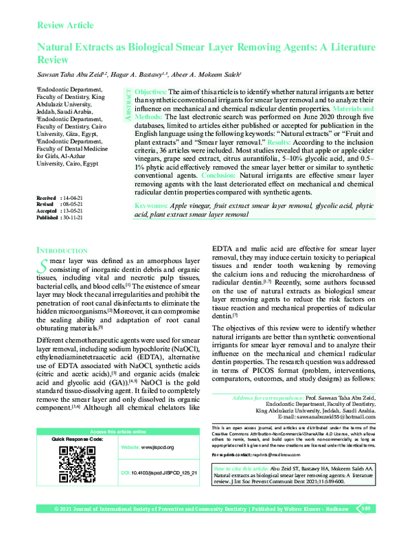 (PDF) Natural extracts as biological smear layer removing agents: A ...