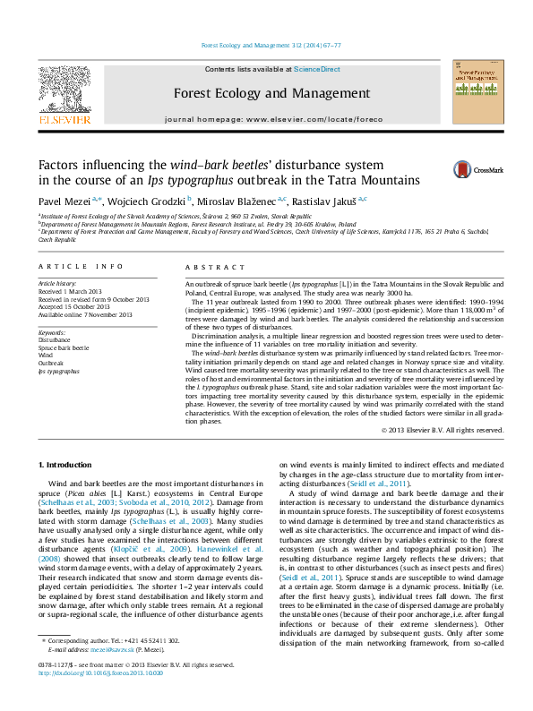 (PDF) Factors influencing the wind–bark beetles’ disturbance system in the course of an Ips ...