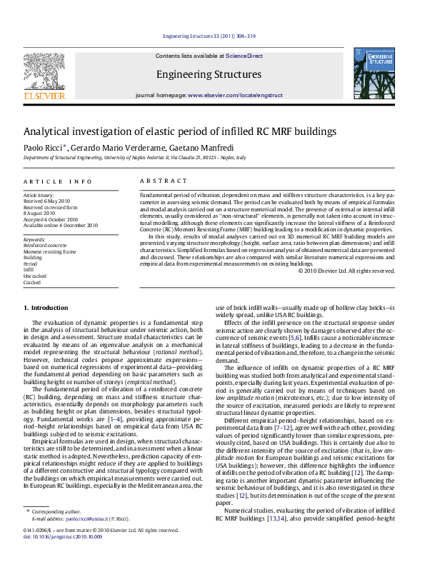 (PDF) Analytical investigation of elastic period of infilled RC MRF ...