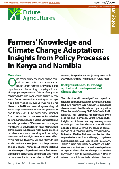 (PDF) Farmers' Knowledge and Climate Change Adaptation: Insights from ...