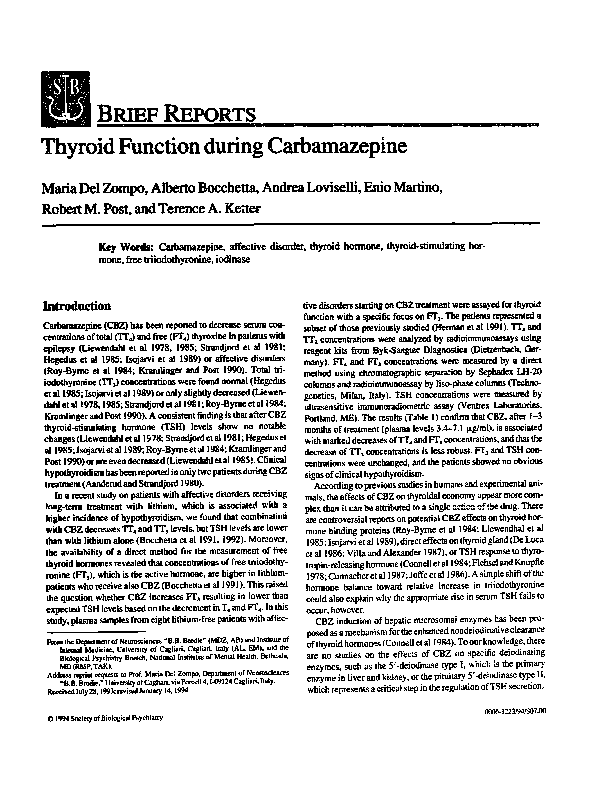 (PDF) Thyroid function during carbamazepine