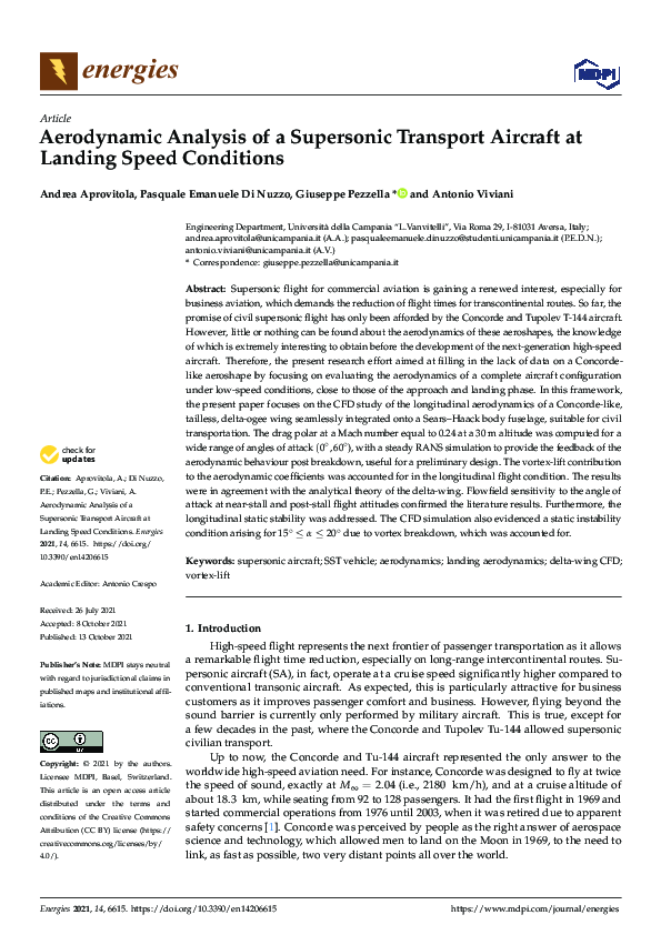 (PDF) Aerodynamic Analysis of a Supersonic Transport Aircraft at ...