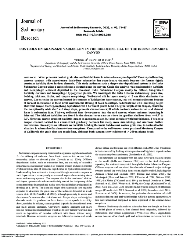(PDF) CONTROLS ON GRAIN-SIZE VARIABILITY IN THE HOLOCENE FILL OF THE ...