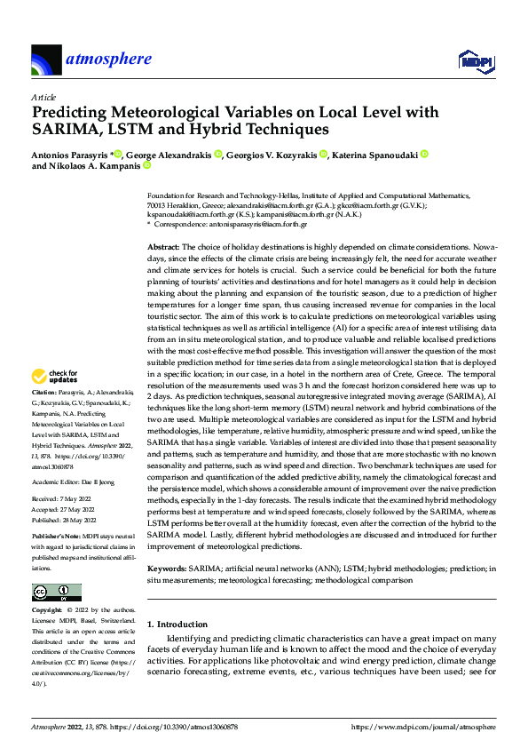 (PDF) Predicting Meteorological Variables on Local Level with SARIMA, LSTM and Hybrid Techniques ...