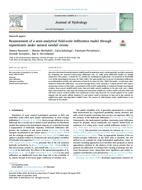(PDF) Reassessment of a semi-analytical field-scale infiltration model ...
