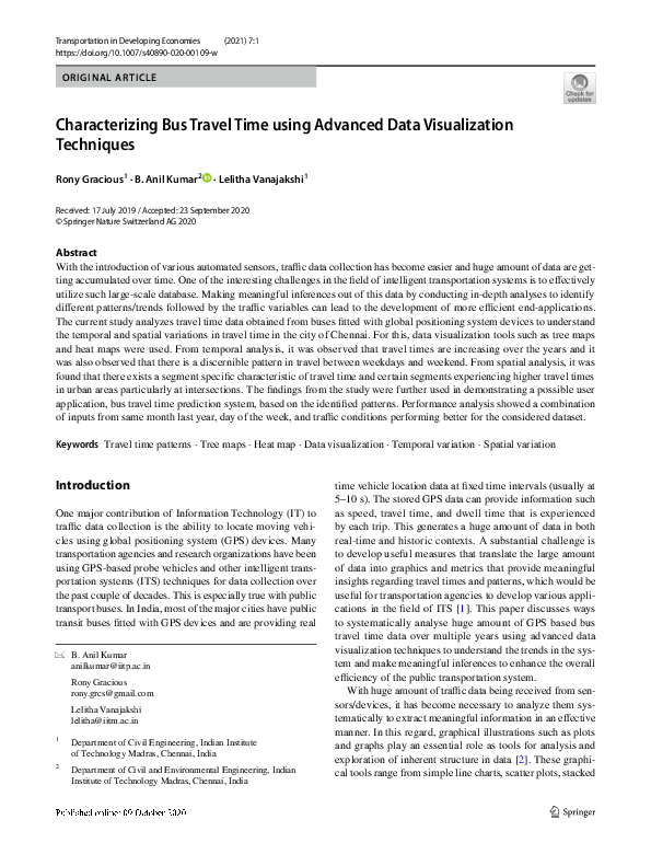 (PDF) Characterizing Bus Travel Time using Advanced Data Visualization Techniques