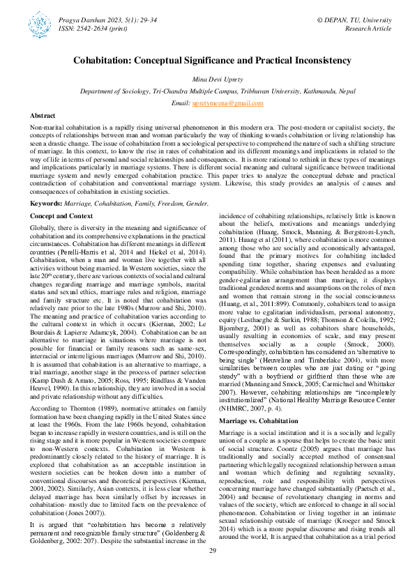 (PDF) Cohabitation: Conceptual Significance and Practical Inconsistency