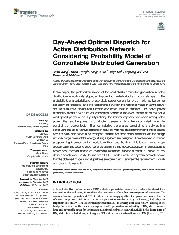 (PDF) Day-Ahead Optimal Dispatch for Active Distribution Network Considering Probability Model ...