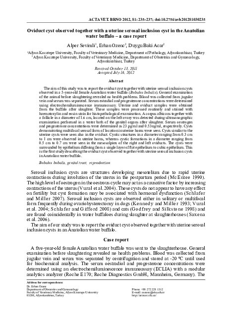 (PDF) Oviduct cyst observed together with a uterine serosal inclusion ...