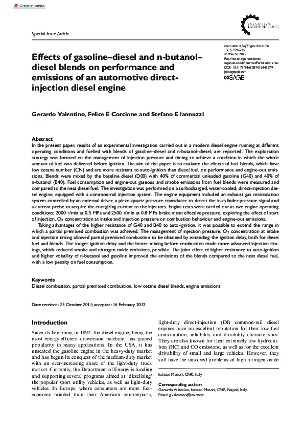 (PDF) Effects of gasoline–diesel and n-butanol–diesel blends on ...