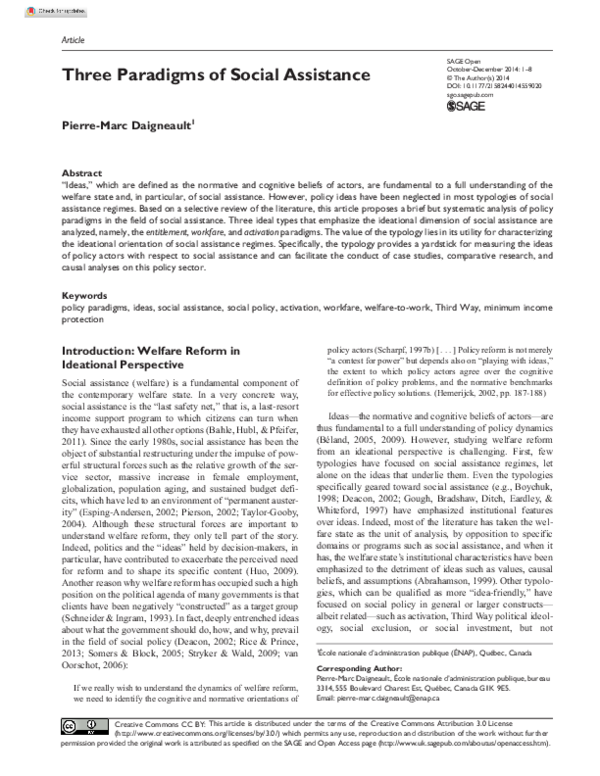 (PDF) Three Paradigms of Social Assistance
