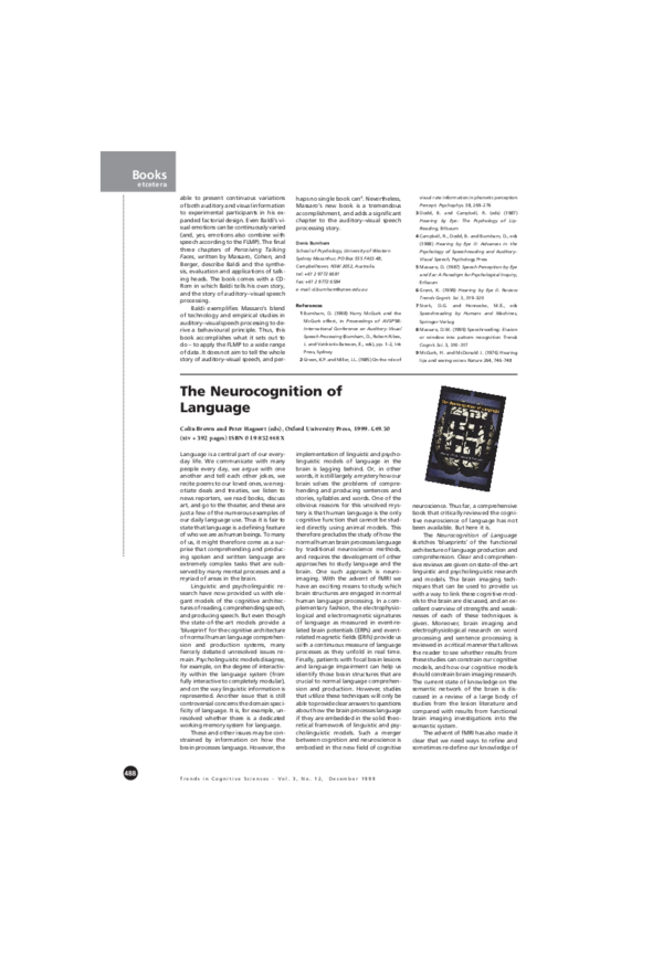 (PDF) The Neurocognition of Language, Colin Brown and Peter Hagoort (eds)