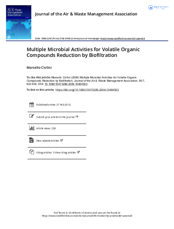 (PDF) Multiple Microbial Activities for Volatile Organic Compounds ...