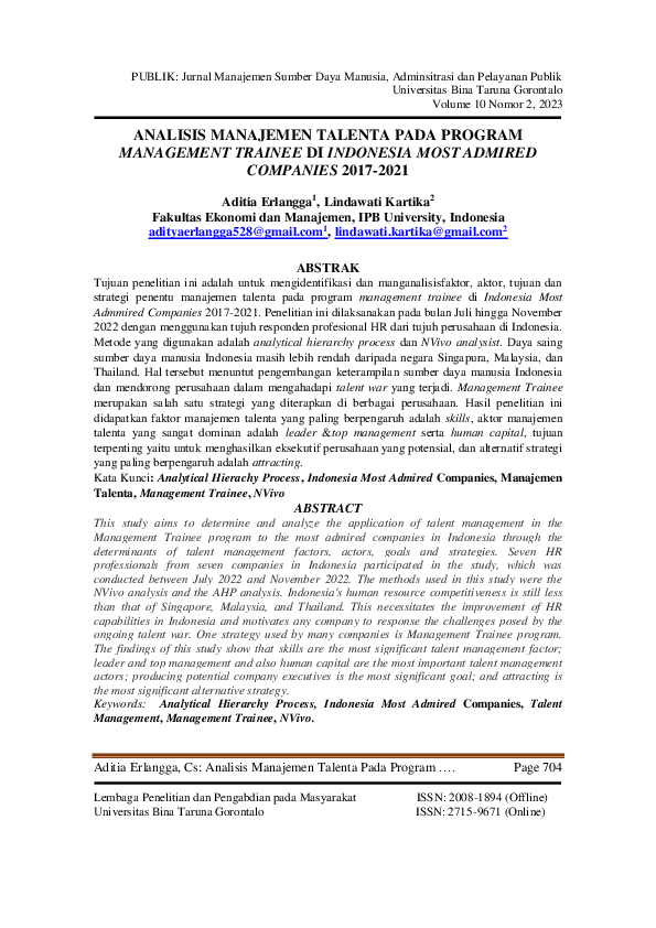 (PDF) Analisis Manajemen Talenta Pada Program Management Trainee DI ...