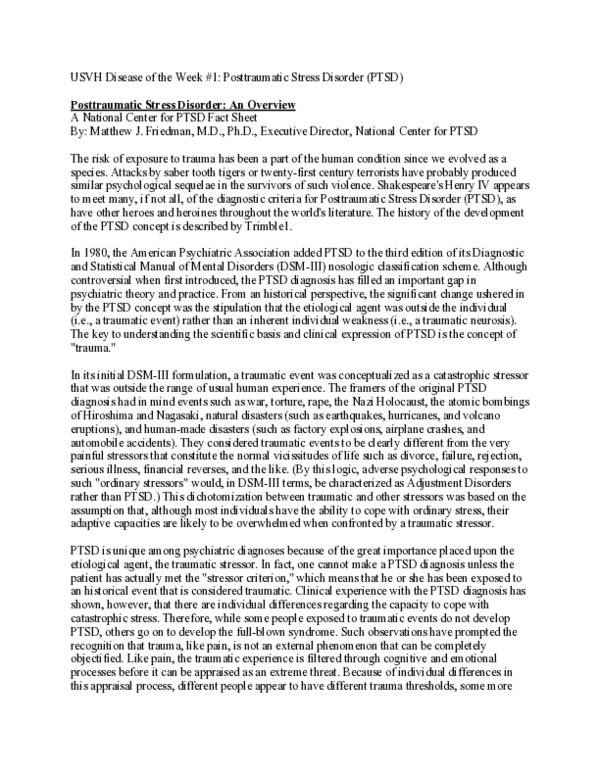 (PDF) Post‐Traumatic Stress Disorder: An Overview