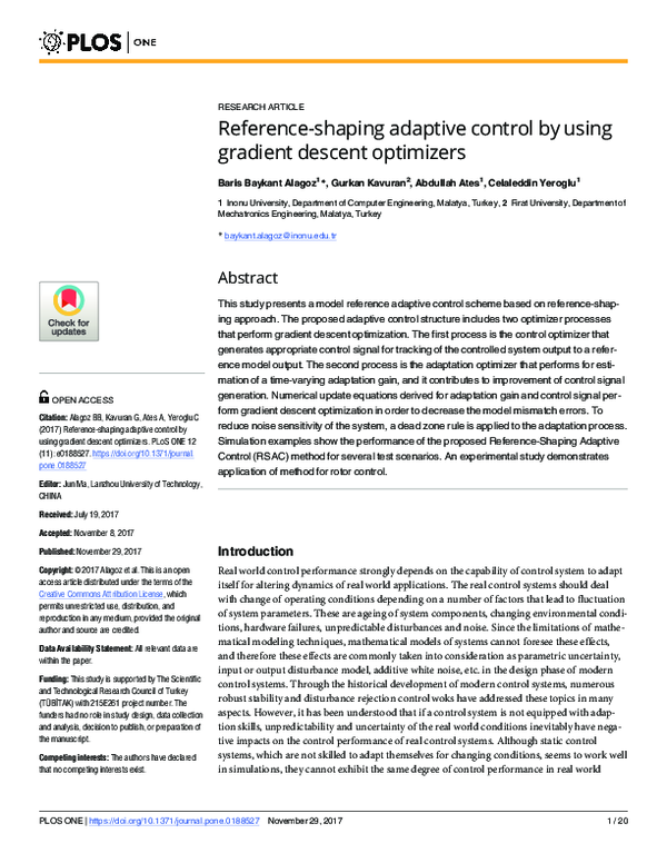 (PDF) Reference-shaping adaptive control by using gradient descent optimizers