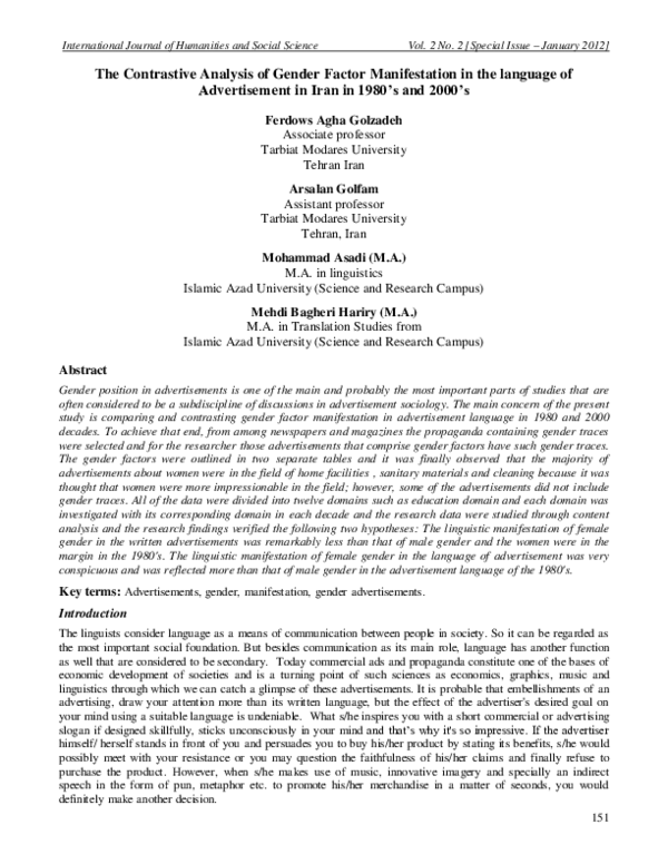 (PDF) The Contrastive Analysis of Gender Factor Manifestation in the ...